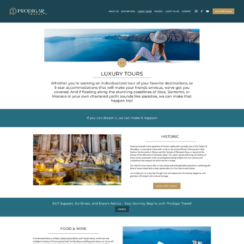 Website Design project for a premier travel consultancy agency